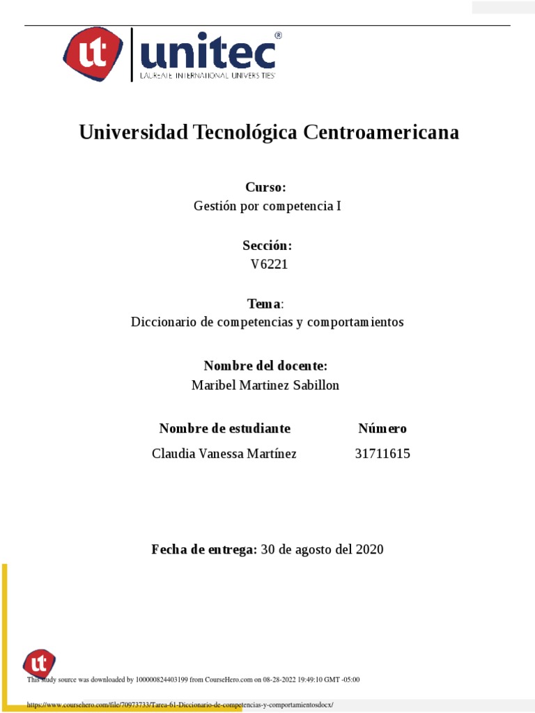 Tarea 6.1 Diccionario de Competencias y Comportamientos | PDF Tarea 6.1 Diccionario de Competencias y Comportamientos | PDF