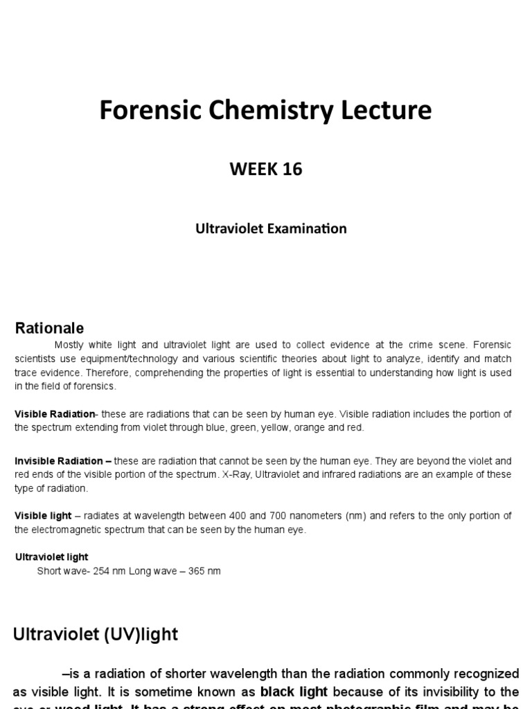 Applications of Ultraviolet Light Examination in Forensic Science | PDF ...