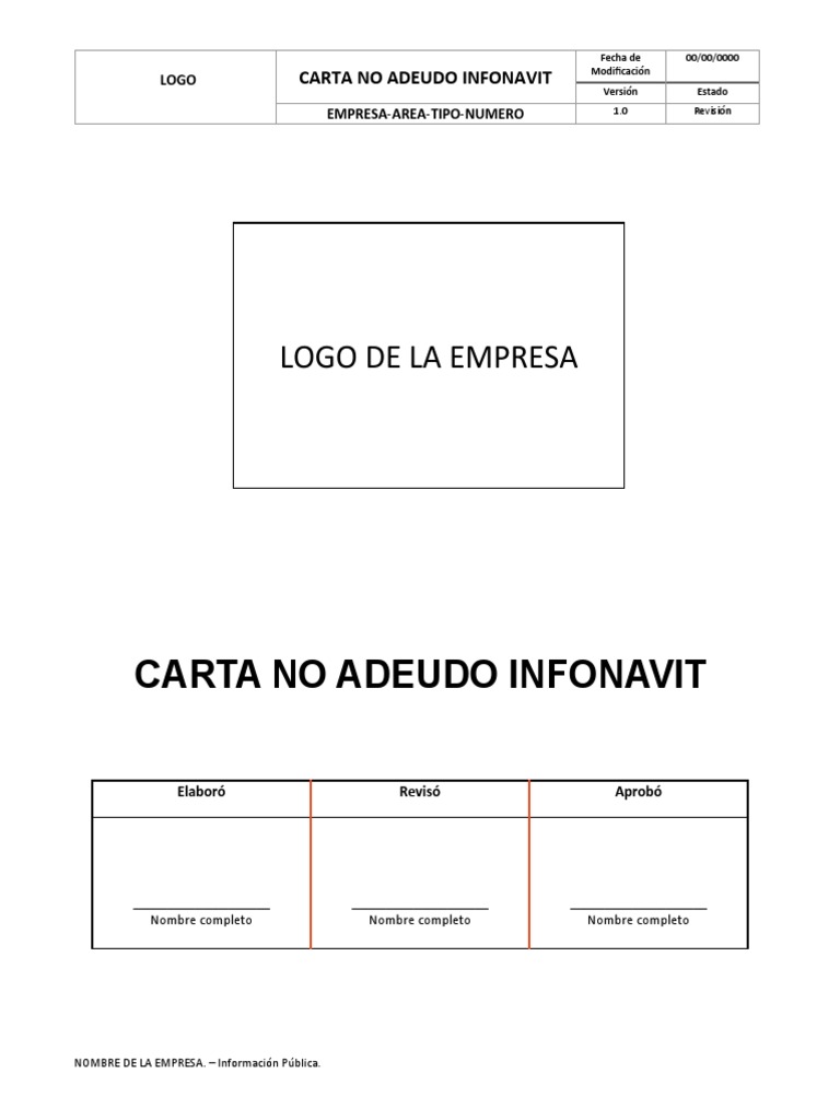 Formato Carta de No Adeudo Infonavit | PDF | Justicia | Crimen y violencia