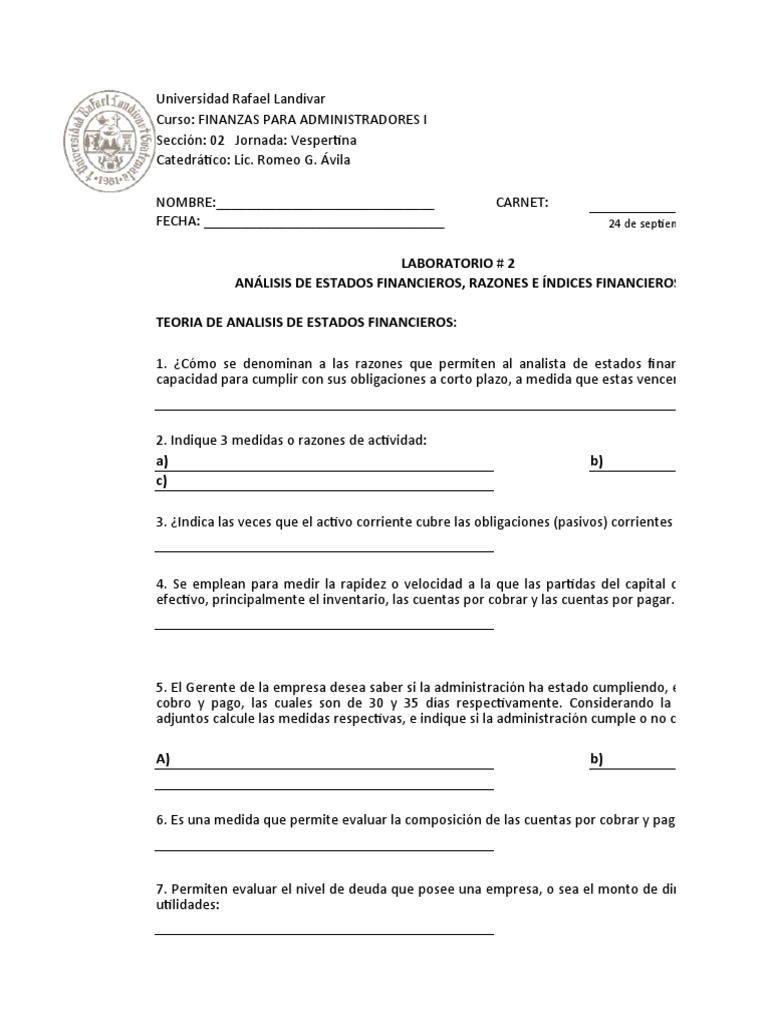 02 Laboratorio #2 Analisis de Eeff | PDF | Compartir (Finanzas) | Business