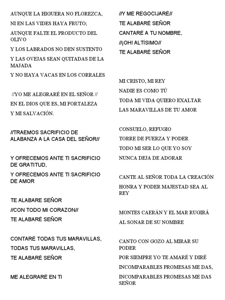 Aunque la higuera no florezca: Letra y alabanza | PDF