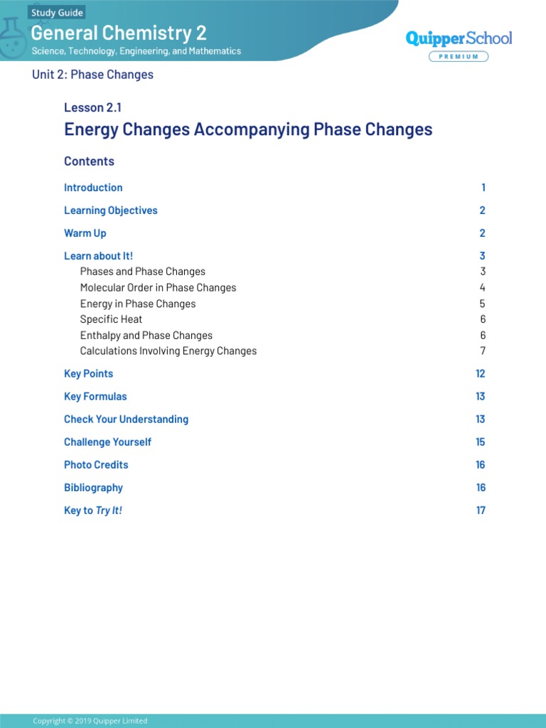 GEN CHEM - Energy Changes Accompanying Phase Changes | PDF | Phase ...