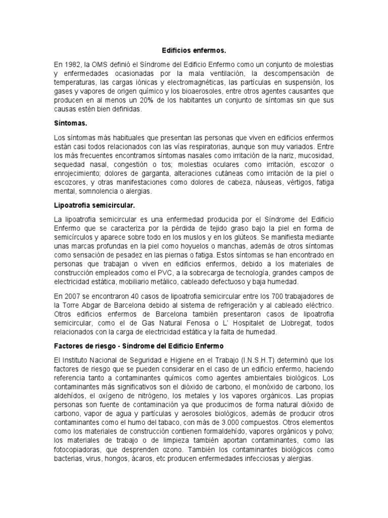 Edificios Enfermos | PDF | Contaminación | Ventilación (Arquitectura)