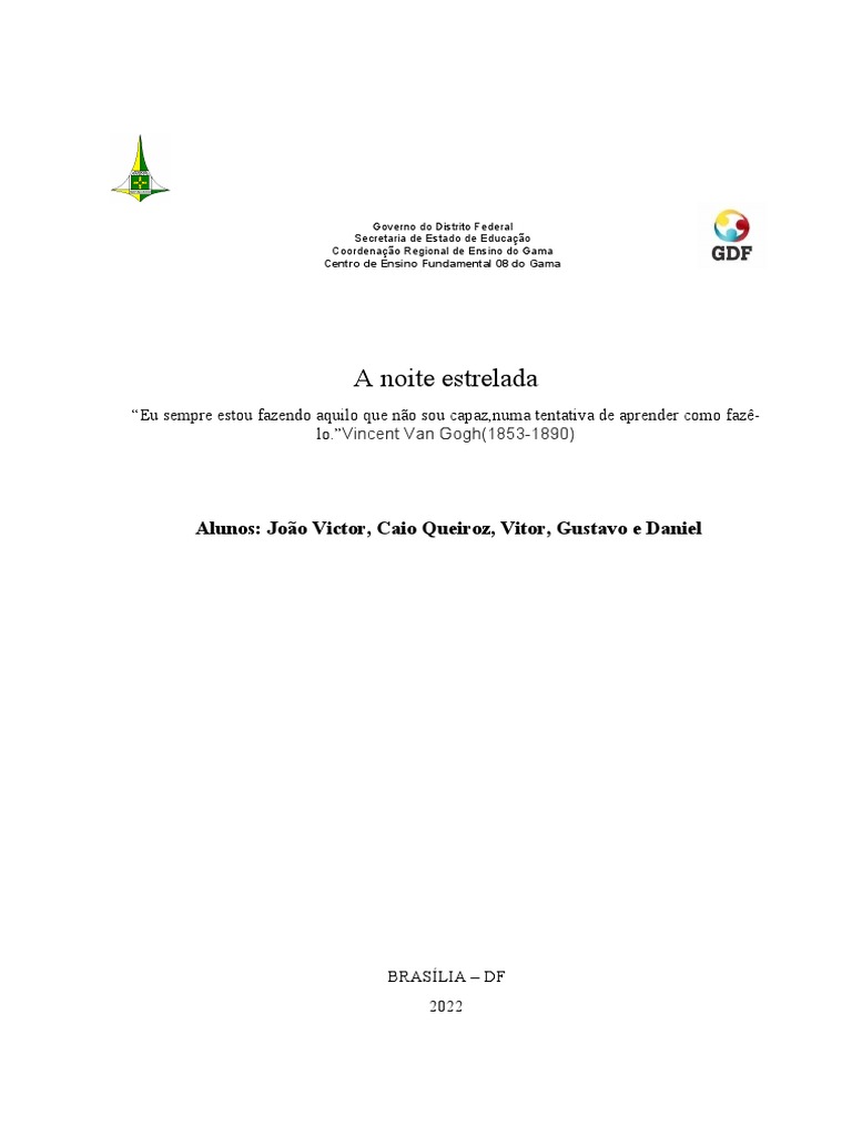 Modelo de Capa e Contracapa | PDF | Vincent Van Gogh