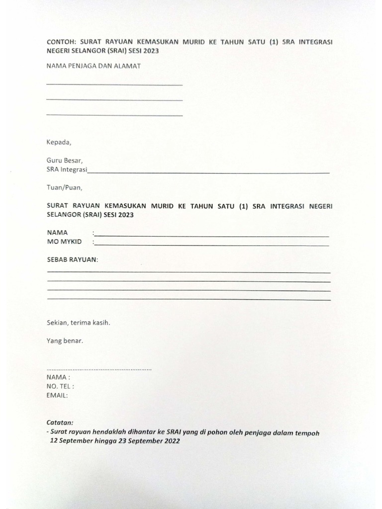 Contoh Surat Rayuan Srai | PDF