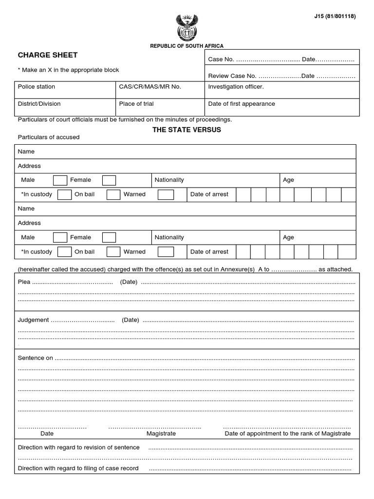 Charge Sheet | PDF | Bail | Arrest
