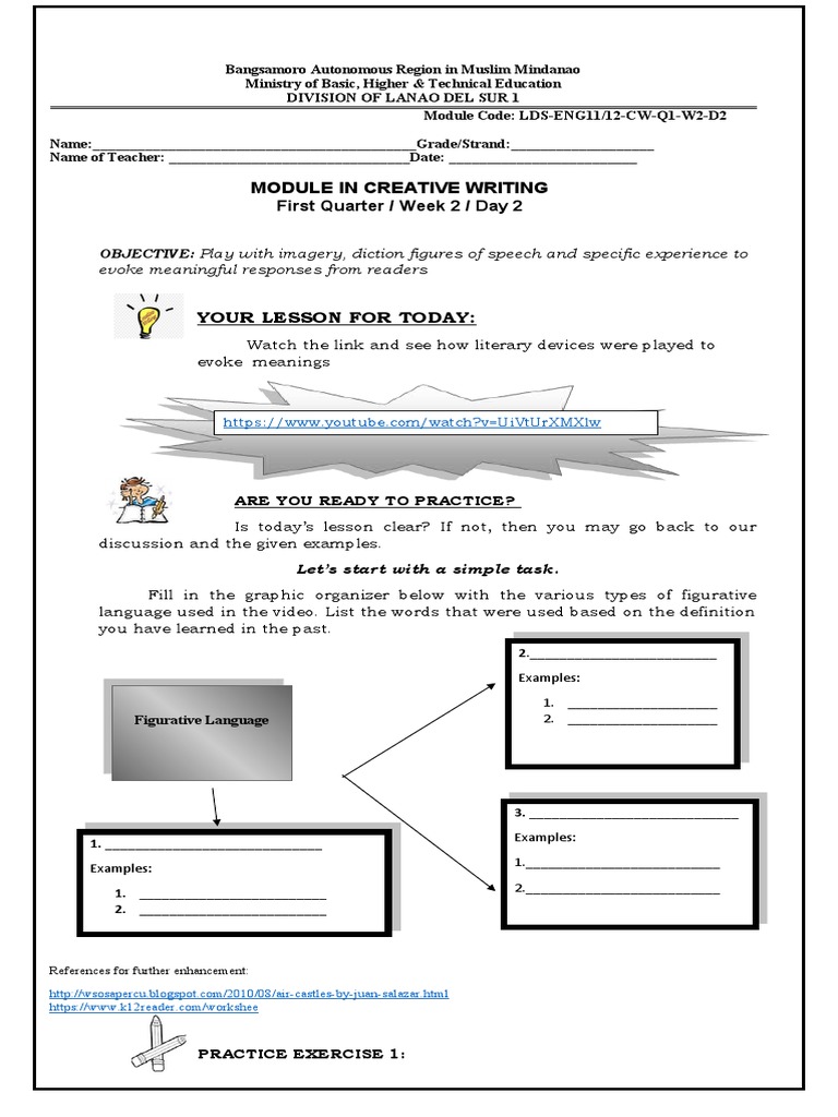 Module in Creative Writing: First Quarter / Week 2 / Day 2 | PDF | Poetry | Cognition