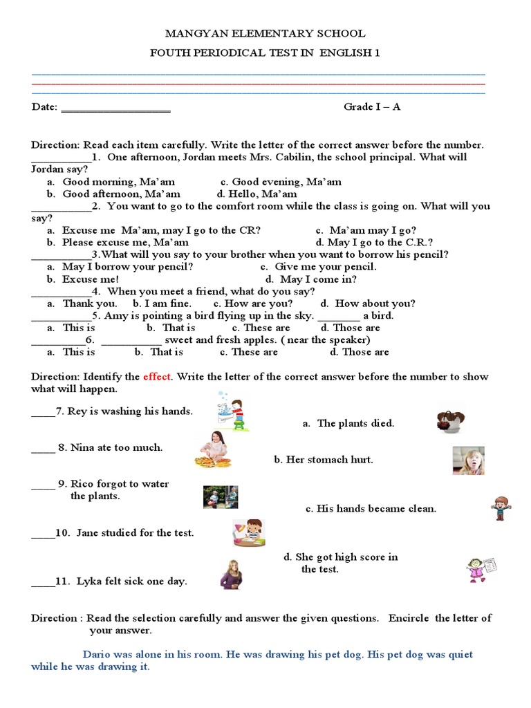 4th PT ENGLISH | PDF