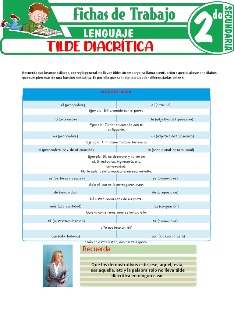 Tilde Diacrítica en Monosílabos | PDF | Adverbio | Palabra