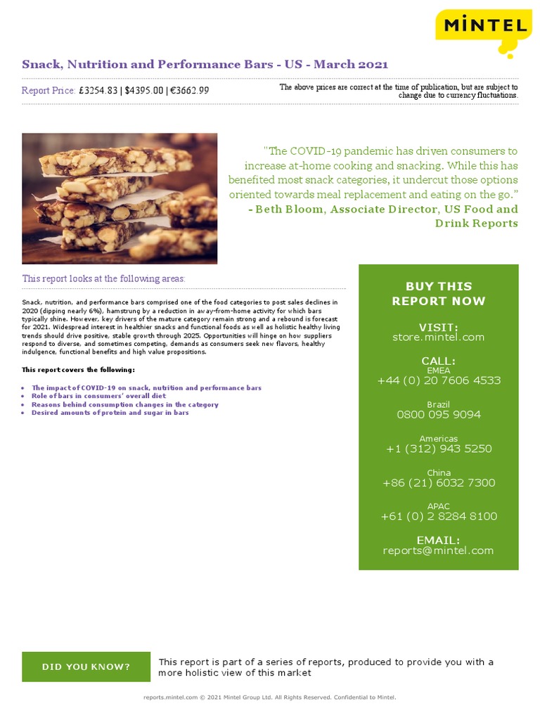 Snack, Nutrition and Performance Bars - US - March 2021 | PDF ...