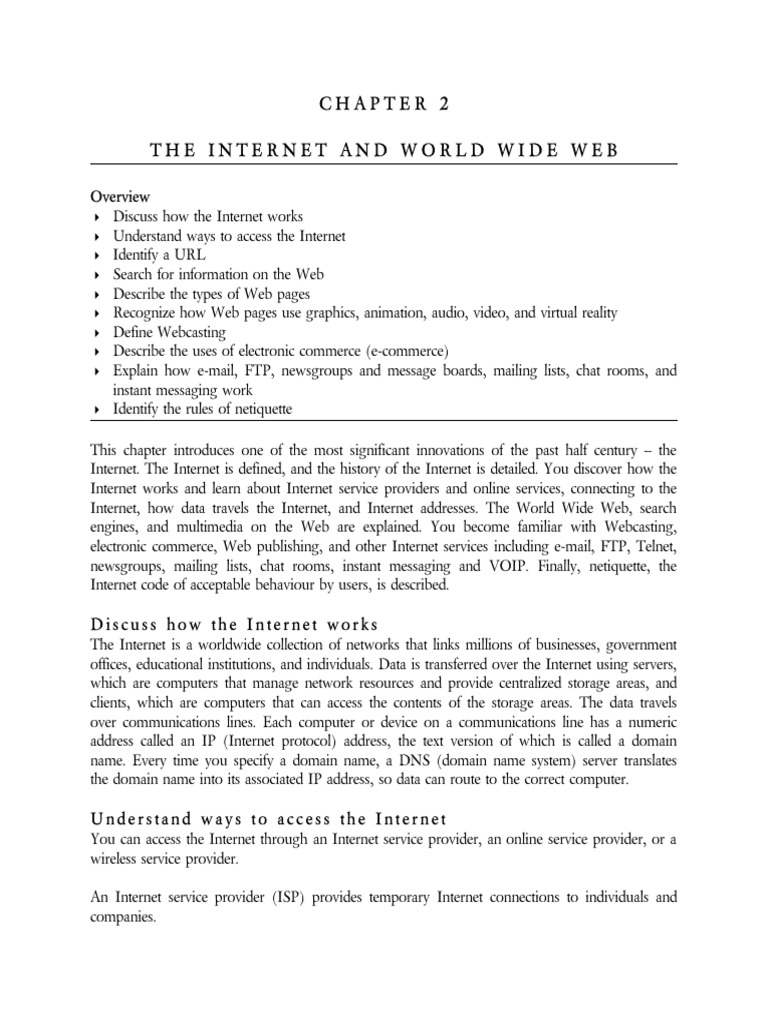 Chapter 2 World And The Internet Pdf Internet World Wide Web 