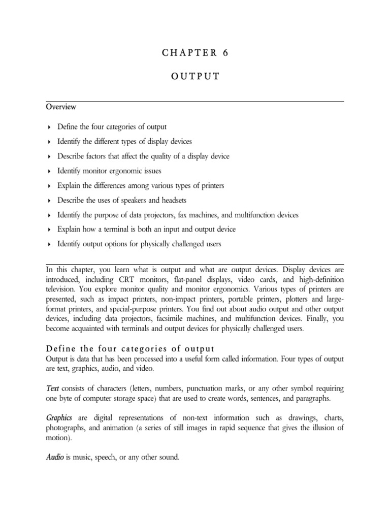 Chapter 6 Output | PDF | Printer (Computing) | Computer Monitor