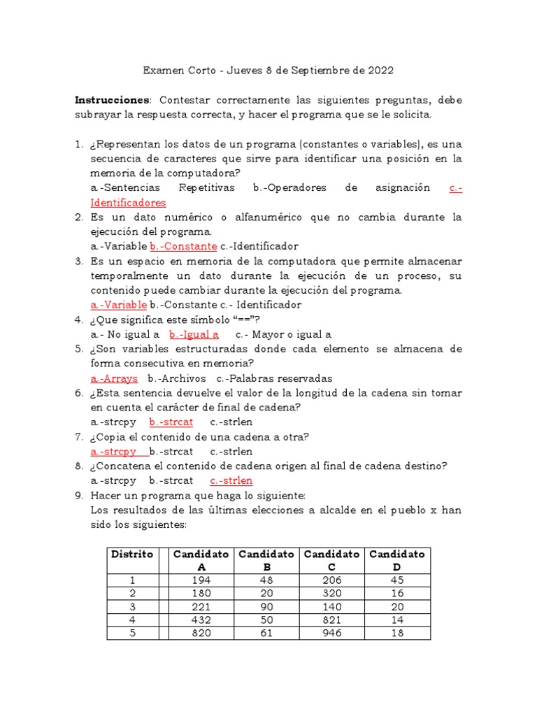 Examen Corto Algoritmos 1 Pdf Variable Informática Ingeniería De Software