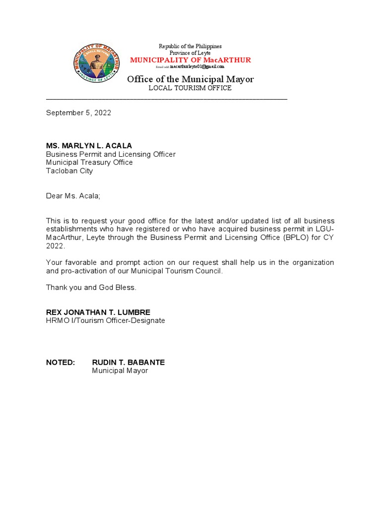 Letter Request BPLO | PDF