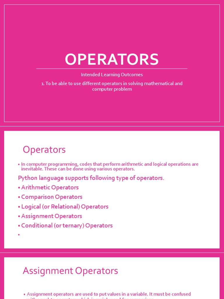 Operators | PDF | Arithmetic | Computer Programming Operators | PDF | Arithmetic | Computer Programming