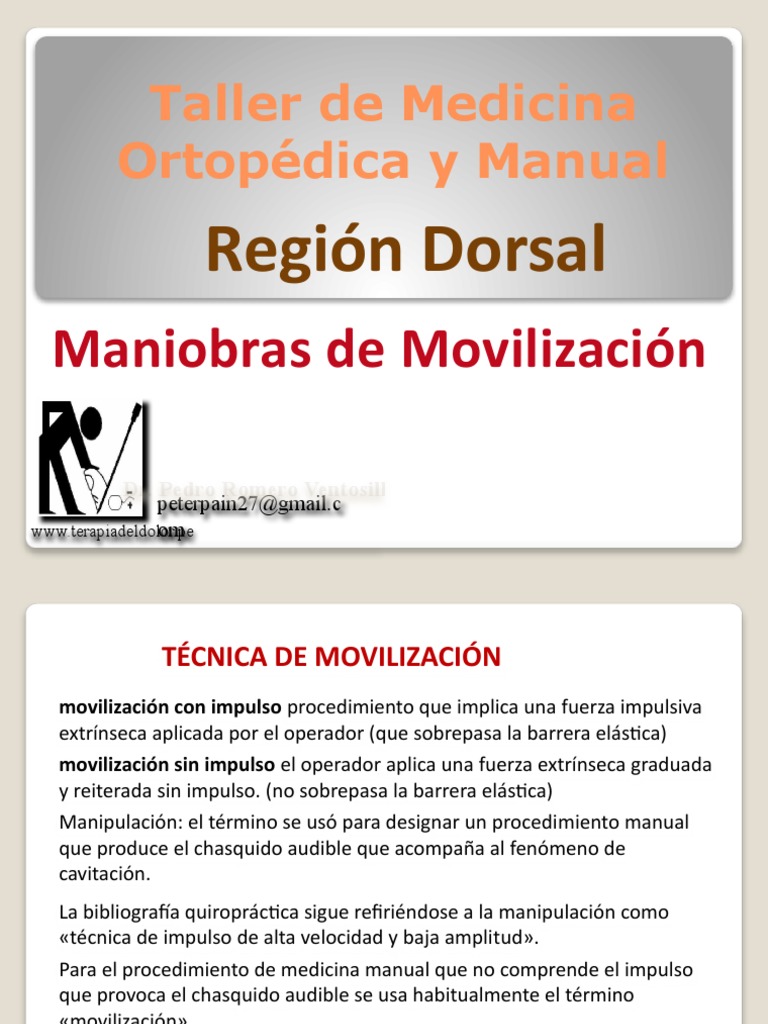 D3. Maniobras de Movilizacion Dorsal PRV | PDF | La columna vertebral | Tórax