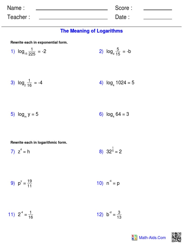 Algebra2 Explog Logsmeaning | PDF | Number Theory | Theory Of Computation