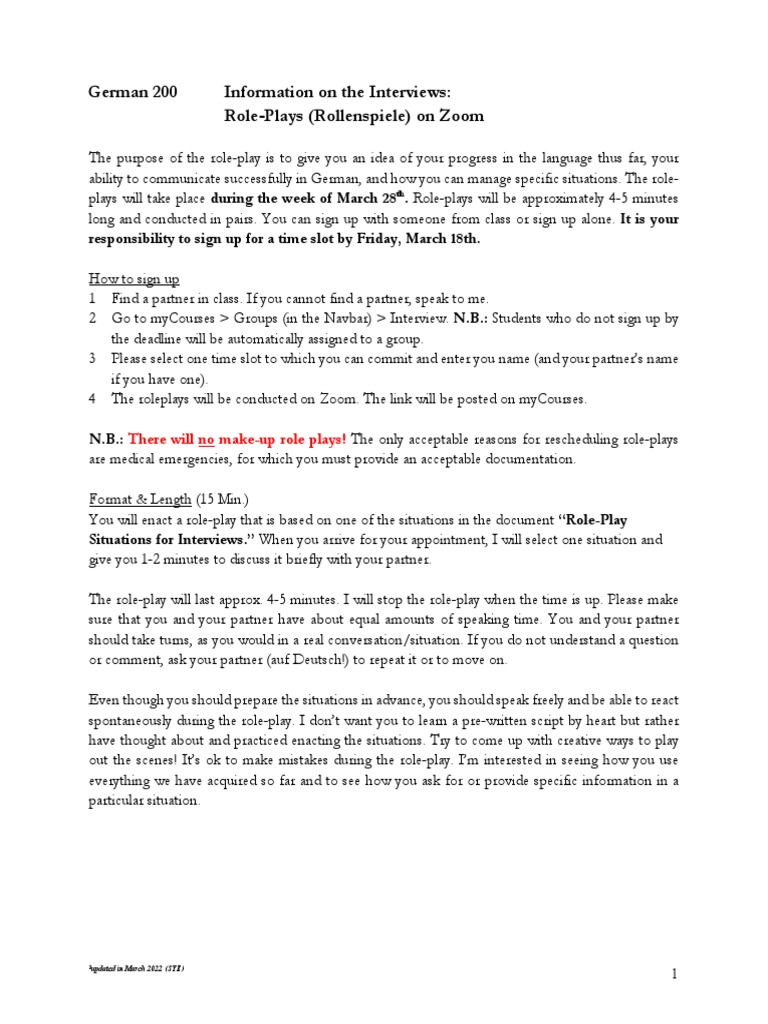 German Role-Play Interviews Guide | PDF | Cognition | Cognitive Science