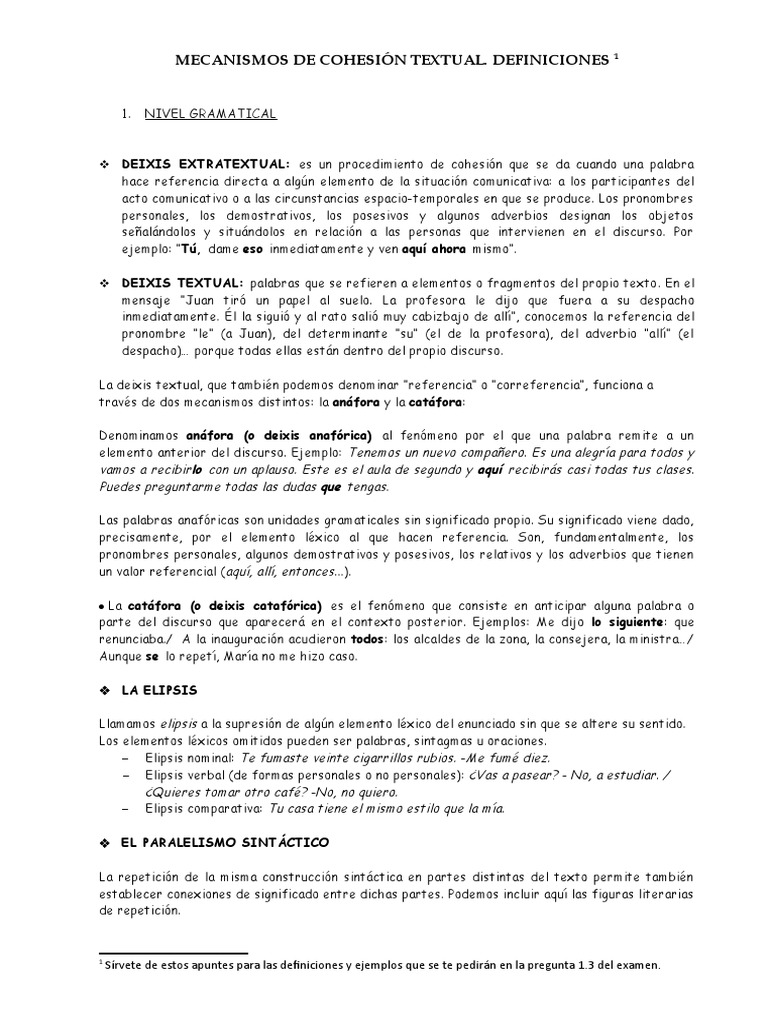 2 Bachillerato. Mecanismos de Cohesion. Definiciones | PDF | Palabra ... 2 Bachillerato. Mecanismos de Cohesion. Definiciones | PDF | Palabra ...