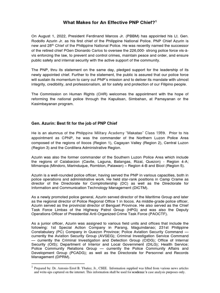 Errol PNP Chief Azurin | PDF | Police | Luzon