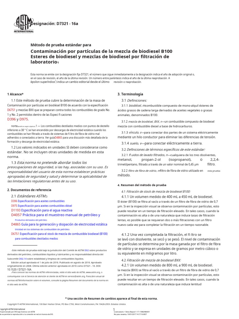017 ASTM D7321 - 16a CONTAMINACION POR PARTICULAS - En.es | PDF ...