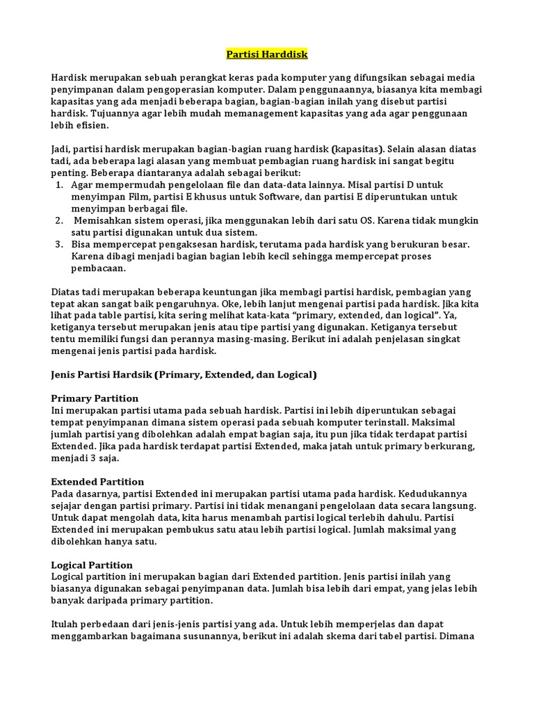 Panduan Partisi Harddisk | PDF
