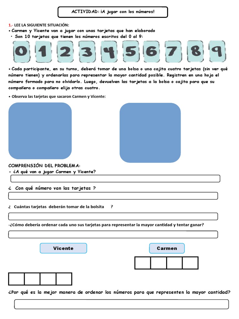 8 - Ficha - Jugamos Con Los Numeros | PDF