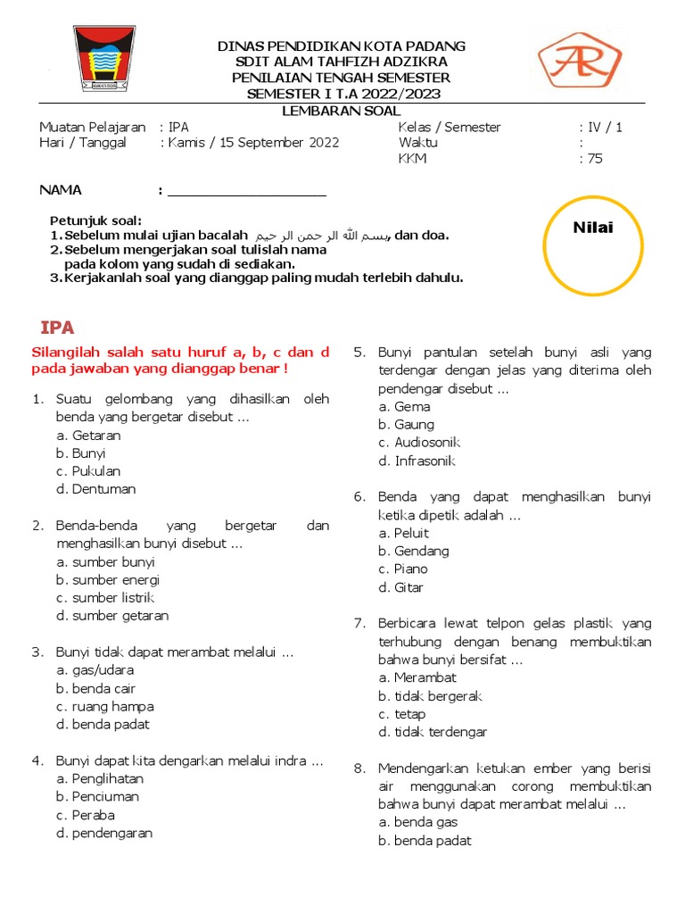 Soal IPA Kelas 4 Semester 1 | PDF