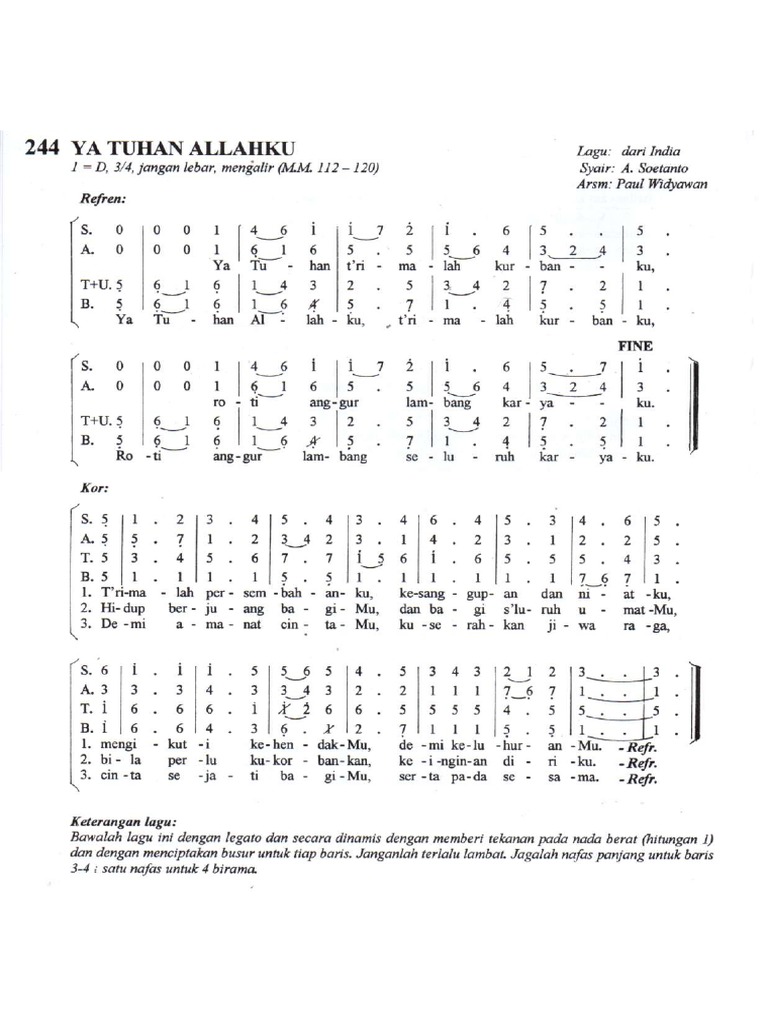 MB 244 Ya Tuhan Allahku | PDF