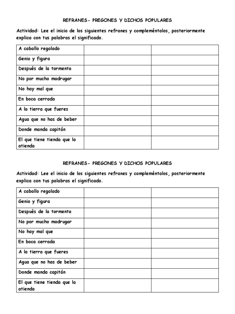 Actividad 1 Refranes | PDF