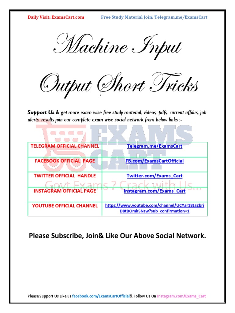 Machine Input Output Exam Cart | Download Free PDF | Numbers | Multiplication