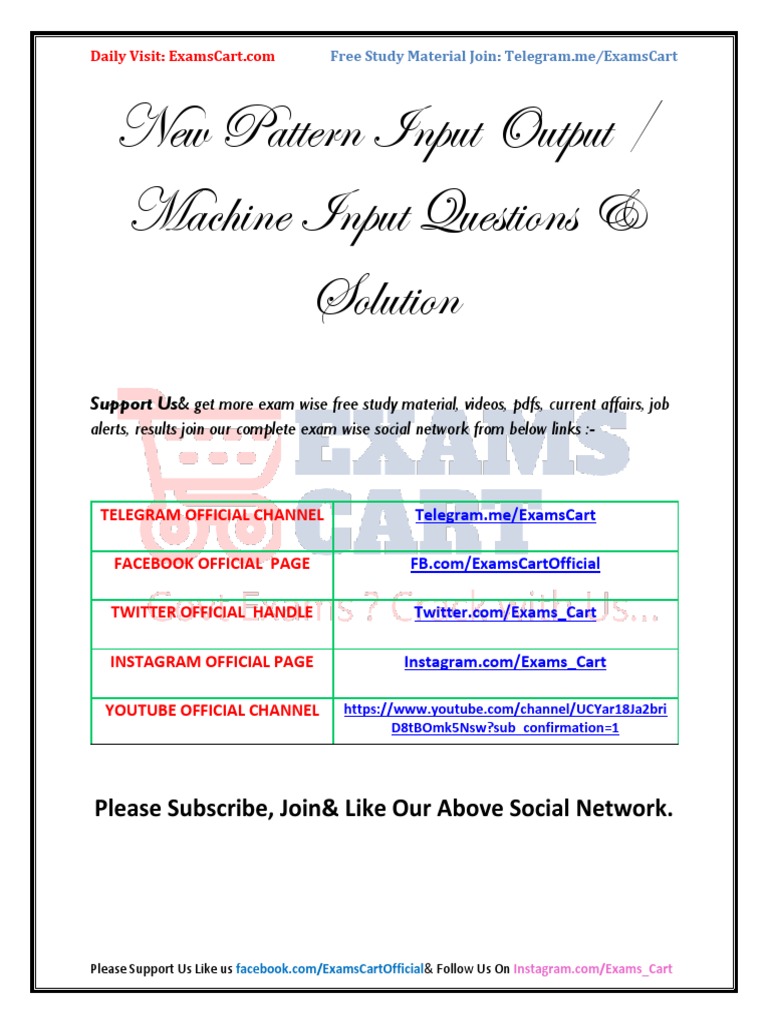 New Pattern Input Output Exam Cart | PDF | Consonant | Numbers