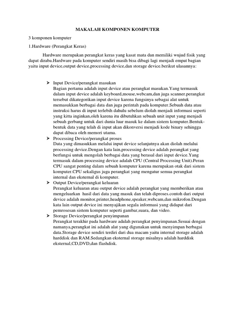 Makalah Komponen Komputer | PDF
