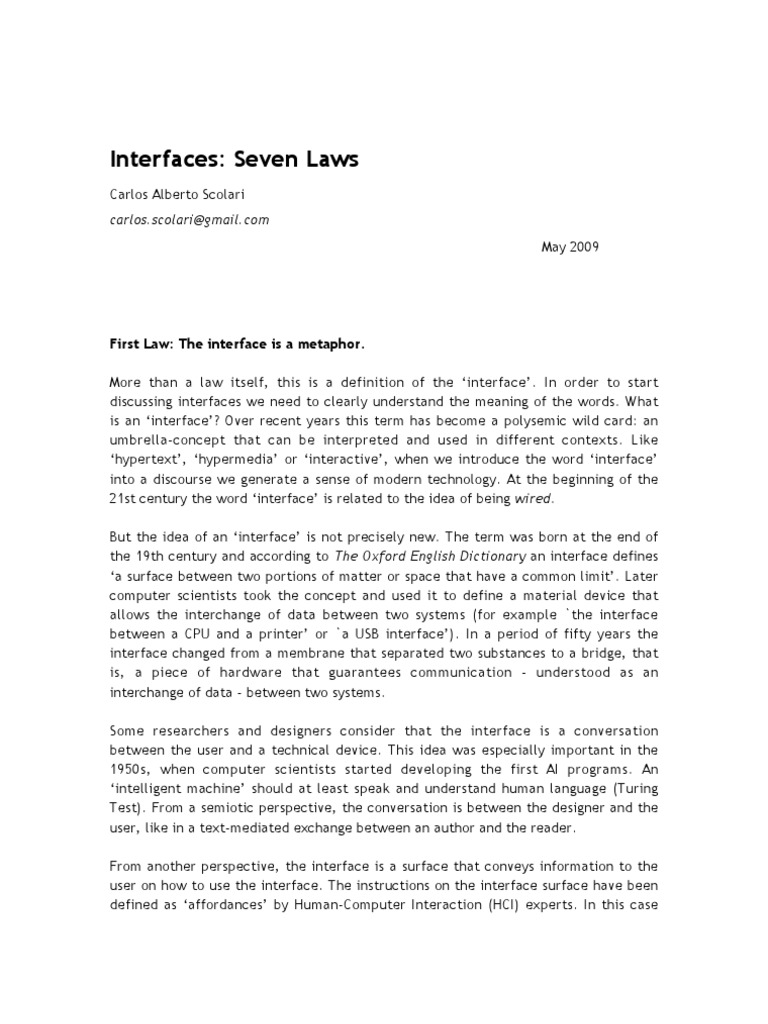 Interfaces Seven Laws | PDF | Graphical User Interfaces | User Interface