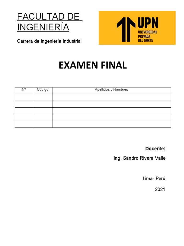 UPN - Examen Final 2022 | PDF | Ingeniería | Dibujo técnico