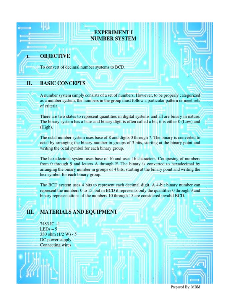 LCST Experiment 1. Number Systems | PDF | Binary Coded Decimal | Electrical Engineering