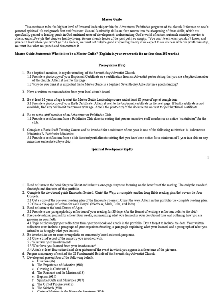 Master Guide Portfolio | PDF | Knot | Seventh Day Adventist Church
