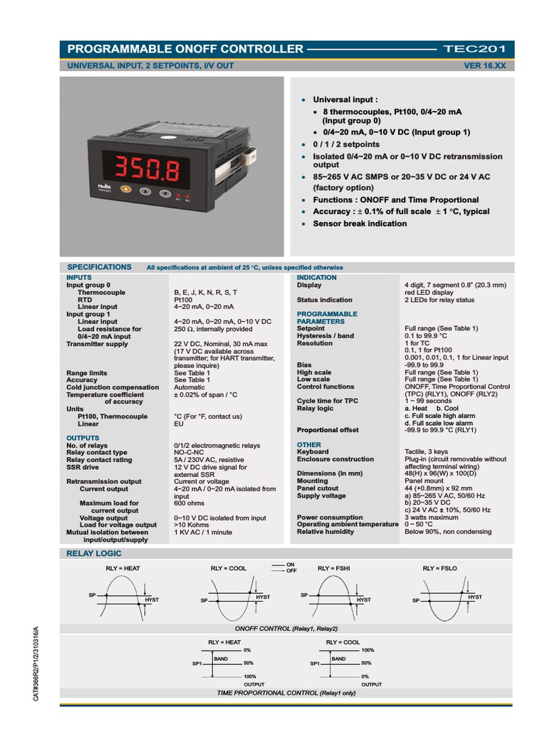 Tec201 Radix Temperature Controller5 | PDF | Relay | Alternating Current