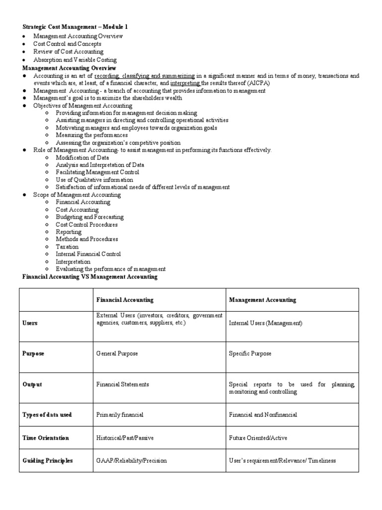 SCM Module 1 | PDF | Accounting | Management Accounting