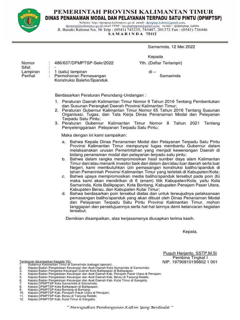 Surat Permohonan Pemasangan Baliho-New | PDF