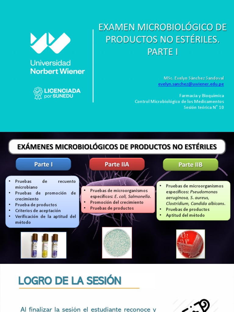 Clase 10 - Examen Microbiológico de Productos No Estériles I | PDF | Microorganismo | Microbiología