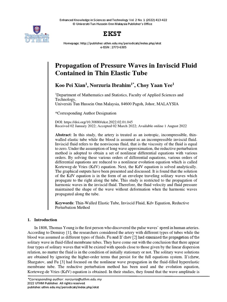 Nonlinear Wave Propagation For Fluid-Flow in An Artery | PDF | Viscosity | Waves