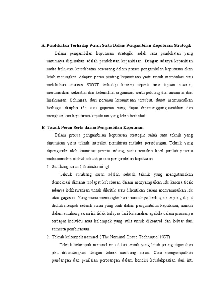 Teknik Pengambilan Keputusan Strategik | PDF