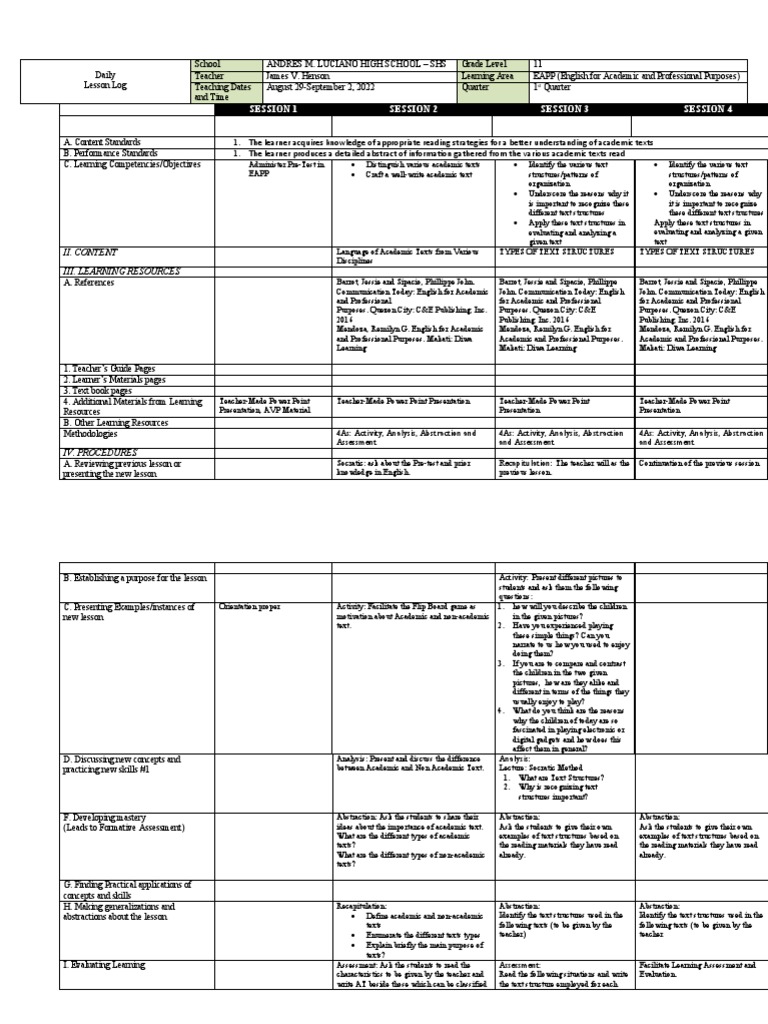 DLL-EAPP-AUGUST 29-September 3 2022 | PDF | Learning | Abstraction