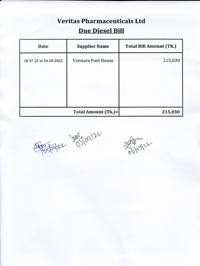 Diesel Bill | PDF