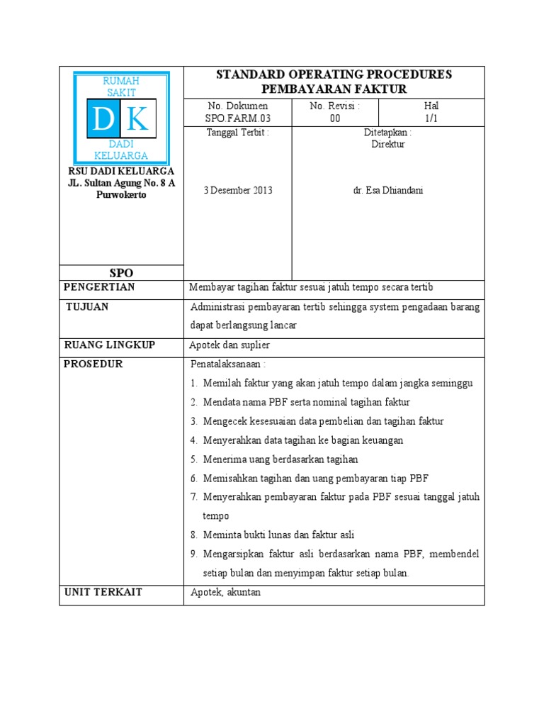 Sop Pembayaran Faktur | PDF