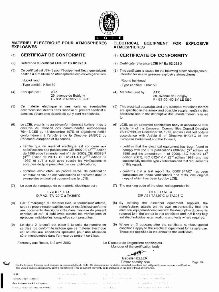 LCIE Ex 02.023X | PDF