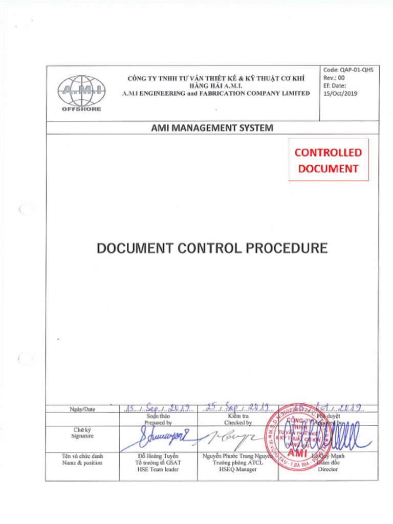 Qap-01-Qhs - R0 Document Control Procedure | PDF
