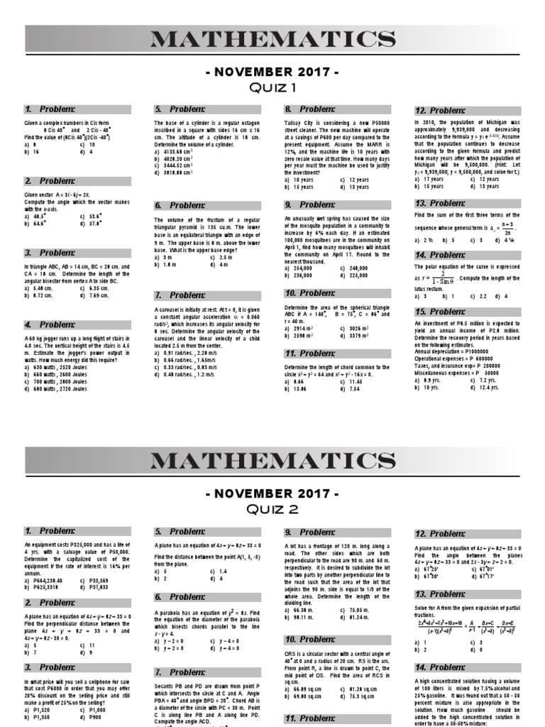 Math Nov.17 Prob | PDF | Triangle | Geometry