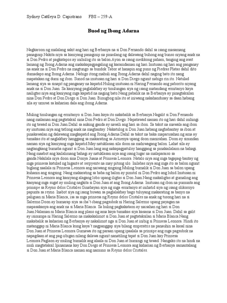 Buod NG Ibong Adarna | PDF
